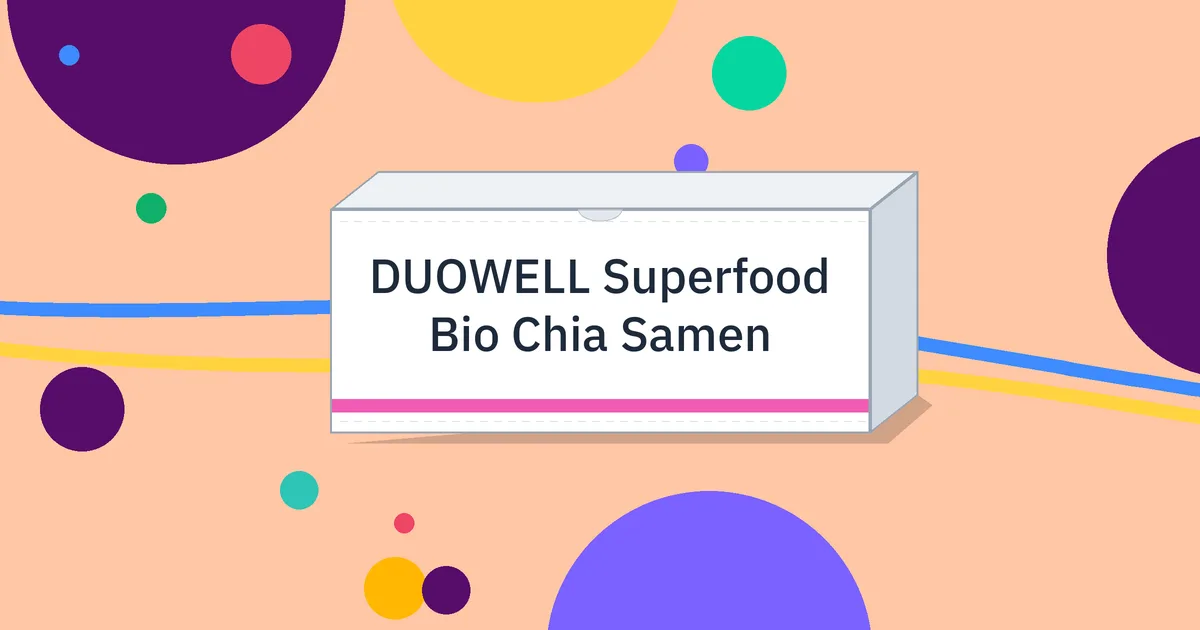 Symbolbild: Packung mit der Aufschrift DUOWELL Superfood Bio Chia Samen (PZN 11223878) – Verfügbarkeit und Bezug in Apotheken in Frankfurt am Main
