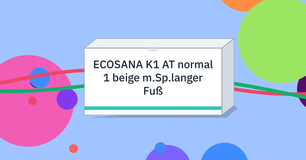 Symbolbild: Packung mit der Aufschrift ECOSANA K1 AT normal 1 beige m.Sp.langer Fuß (PZN 04731203) – Verfügbarkeit und Bezug in Apotheken in Frankfurt am Main