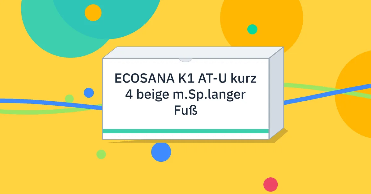 Symbolbild: Packung mit der Aufschrift ECOSANA K1 AT-U kurz 4 beige m.Sp.langer Fuß (PZN 04734176) – Verfügbarkeit und Bezug in Apotheken in Frankfurt am Main