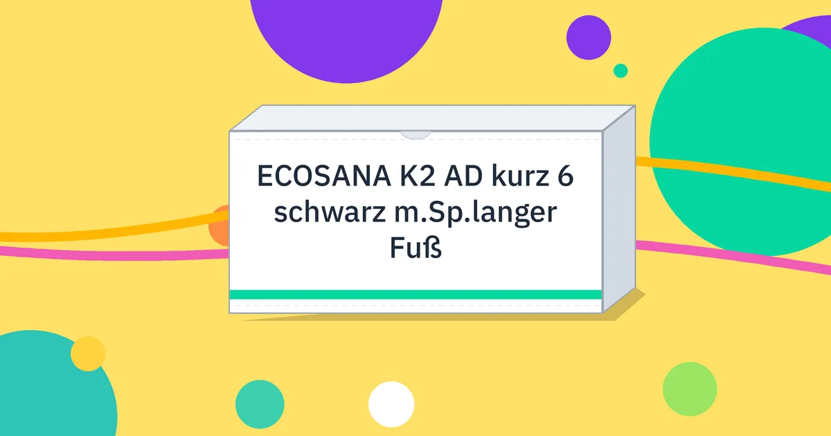 Symbolbild: Packung mit der Aufschrift ECOSANA K2 AD kurz 6 schwarz m.Sp.langer Fuß (PZN 10954203) – Verfügbarkeit und Bezug in Apotheken in Frankfurt am Main