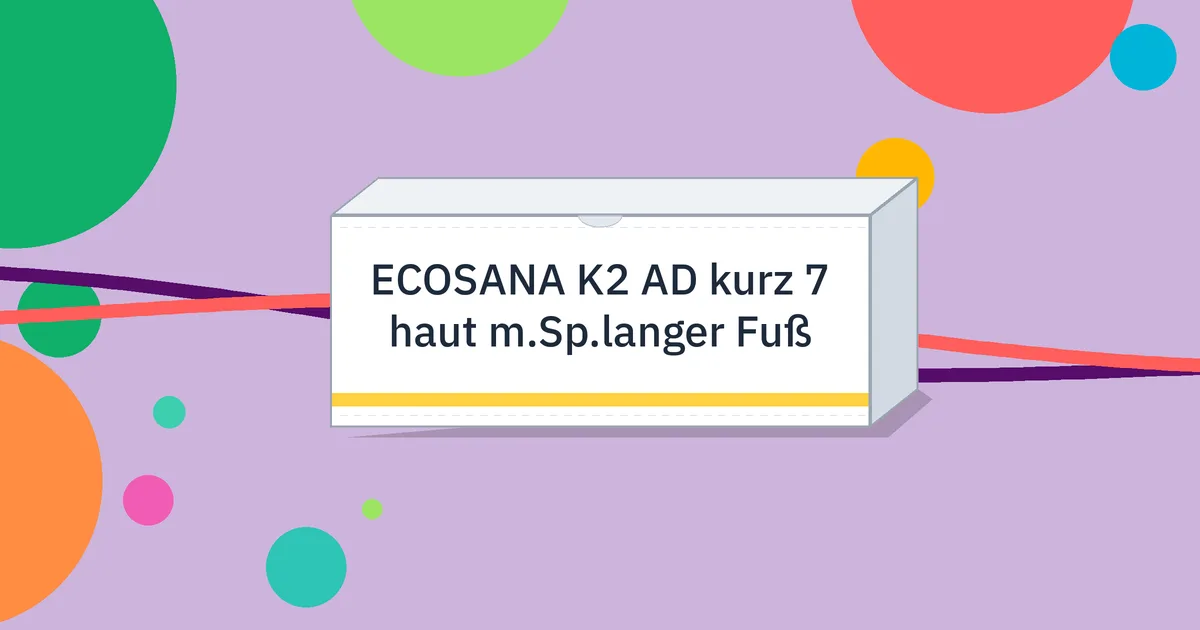 Symbolbild: Packung mit der Aufschrift ECOSANA K2 AD kurz 7 haut m.Sp.langer Fuß (PZN 10954284) – Verfügbarkeit und Bezug in Apotheken in Frankfurt am Main