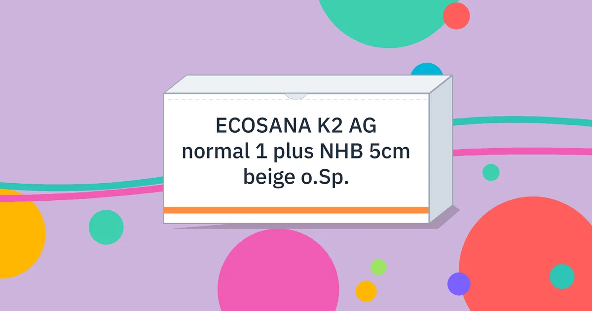 Symbolbild: Packung mit der Aufschrift ECOSANA K2 AG normal 1 plus NHB 5cm beige o.Sp. (PZN 01372146) – Verfügbarkeit und Bezug in Apotheken in Frankfurt am Main