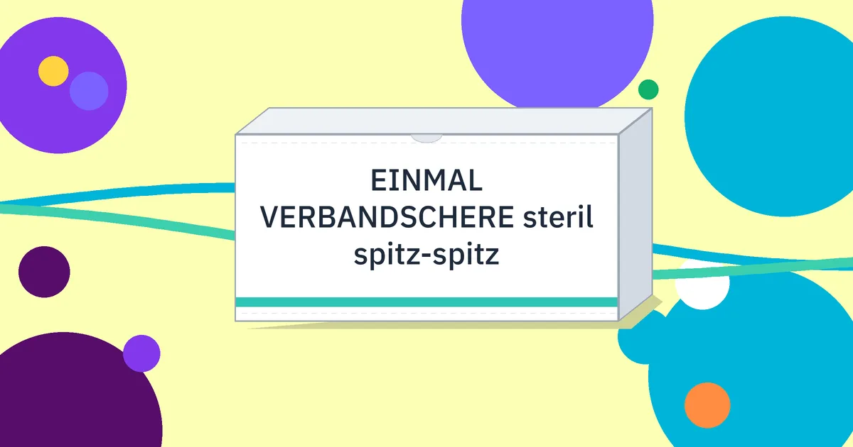 Symbolbild: Packung mit der Aufschrift EINMAL VERBANDSCHERE steril spitz-spitz (PZN 10125783) – Verfügbarkeit und Bezug in Apotheken in Frankfurt am Main
