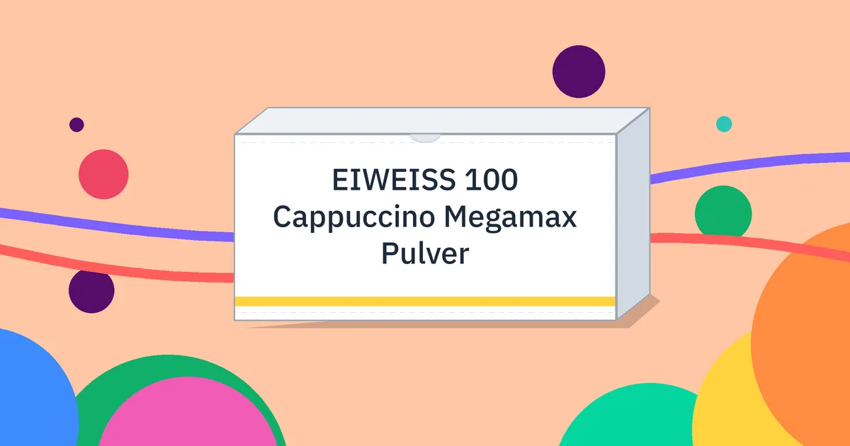 Symbolbild: Packung mit der Aufschrift EIWEISS 100 Cappuccino Megamax Pulver (PZN 04316898) – Verfügbarkeit und Bezug in Apotheken in Frankfurt am Main