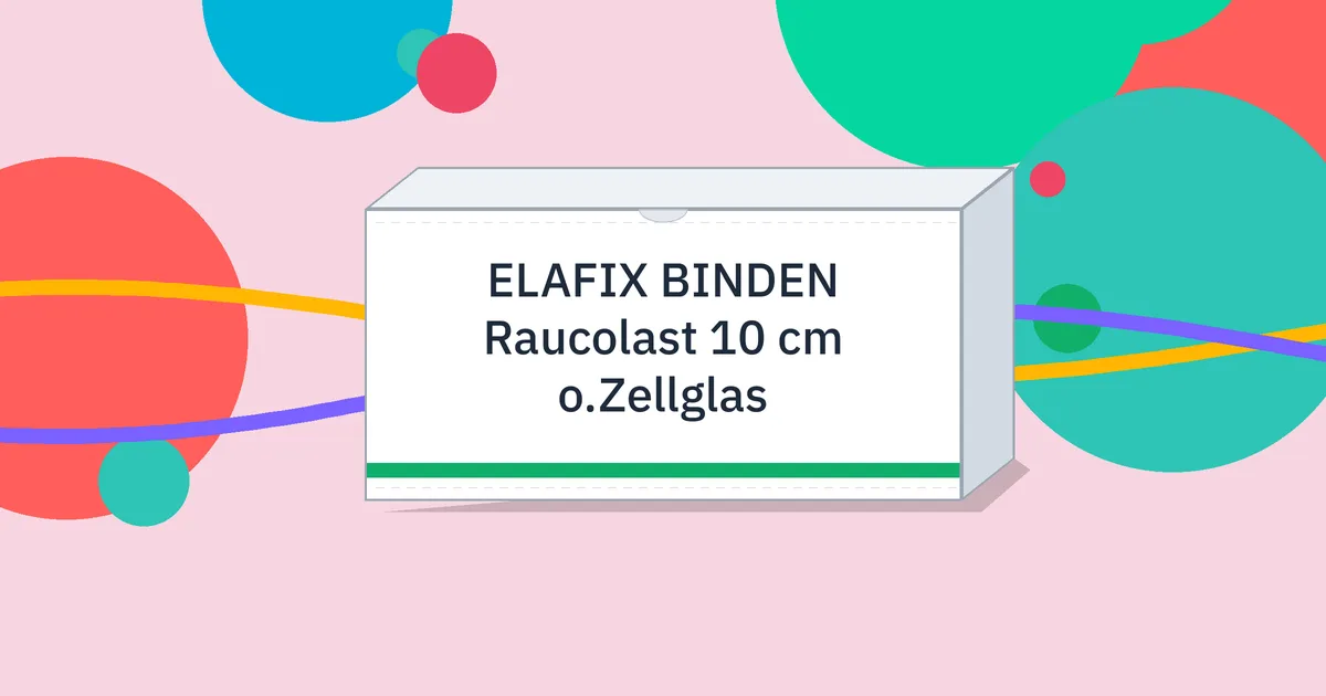 Symbolbild: Packung mit der Aufschrift ELAFIX BINDEN Raucolast 10 cm o.Zellglas (PZN 03807708) – Verfügbarkeit und Bezug in Apotheken in Frankfurt am Main