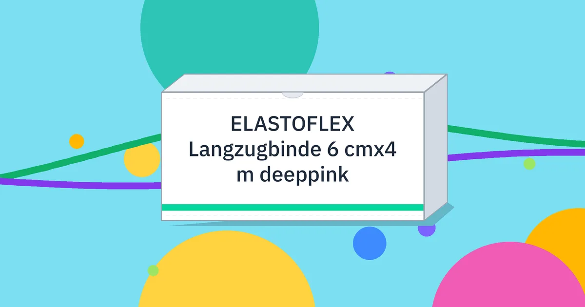 Symbolbild: Packung mit der Aufschrift ELASTOFLEX Langzugbinde 6 cmx4 m deeppink (PZN 17176329) – Verfügbarkeit und Bezug in Apotheken in Frankfurt am Main