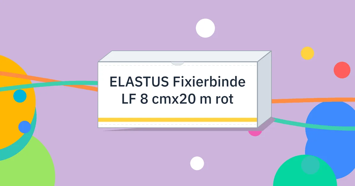 Symbolbild: Packung mit der Aufschrift ELASTUS Fixierbinde LF 8 cmx20 m rot (PZN 12855505) – Verfügbarkeit und Bezug in Apotheken in Frankfurt am Main
