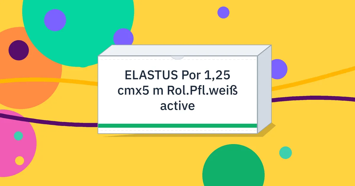 Symbolbild: Packung mit der Aufschrift ELASTUS Por 1,25 cmx5 m Rol.Pfl.weiß active (PZN 01312500) – Verfügbarkeit und Bezug in Apotheken in Frankfurt am Main