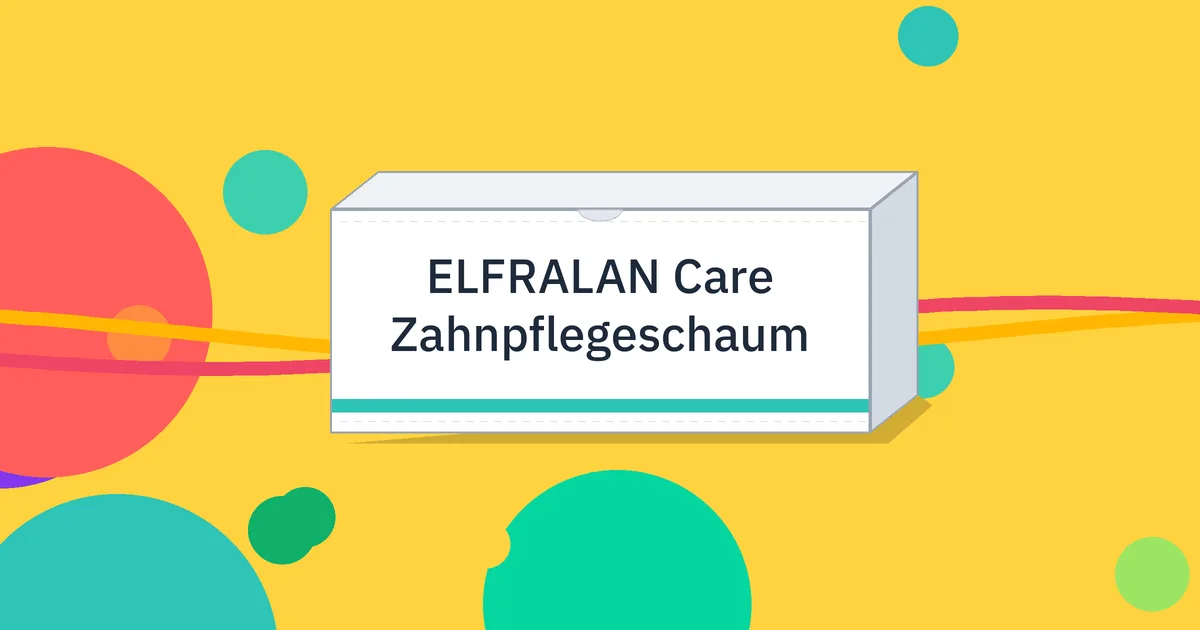 Symbolbild: Packung mit der Aufschrift ELFRALAN Care Zahnpflegeschaum (PZN 14138736) – Verfügbarkeit und Bezug in Apotheken in Frankfurt am Main