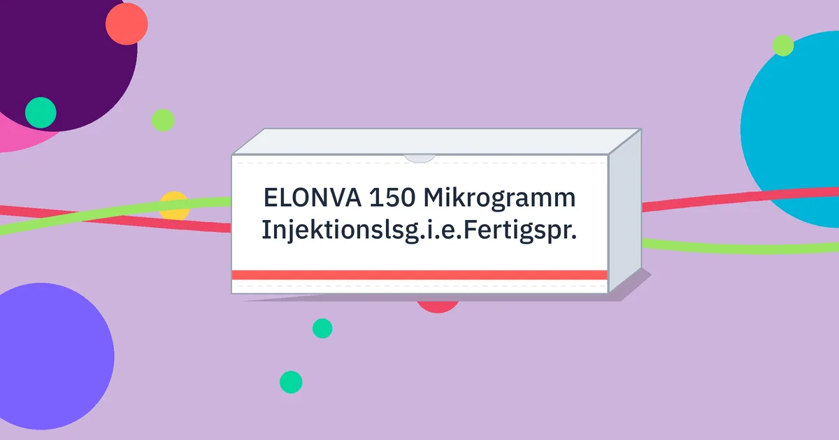 Symbolbild: Packung mit der Aufschrift ELONVA 150 Mikrogramm Injektionslsg.i.e.Fertigspr. (PZN 10263775) – Verfügbarkeit und Bezug in Apotheken in Frankfurt am Main