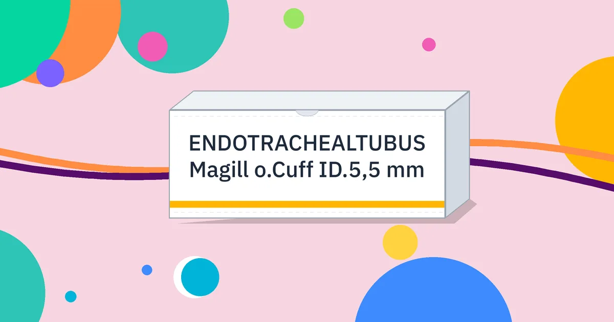 Symbolbild: Packung mit der Aufschrift ENDOTRACHEALTUBUS Magill o.Cuff ID.5,5 mm (PZN 07216772) – Verfügbarkeit und Bezug in Apotheken in Frankfurt am Main