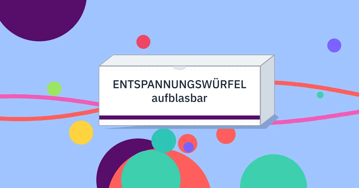 Symbolbild: Packung mit der Aufschrift ENTSPANNUNGSWÜRFEL aufblasbar (PZN 05879669) – Verfügbarkeit und Bezug in Apotheken in Frankfurt am Main