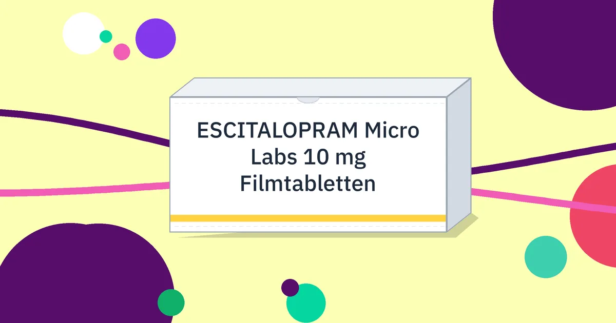 Symbolbild: Packung mit der Aufschrift ESCITALOPRAM Micro Labs 10 mg Filmtabletten (PZN 11695904) – Verfügbarkeit und Bezug in Apotheken in Frankfurt am Main