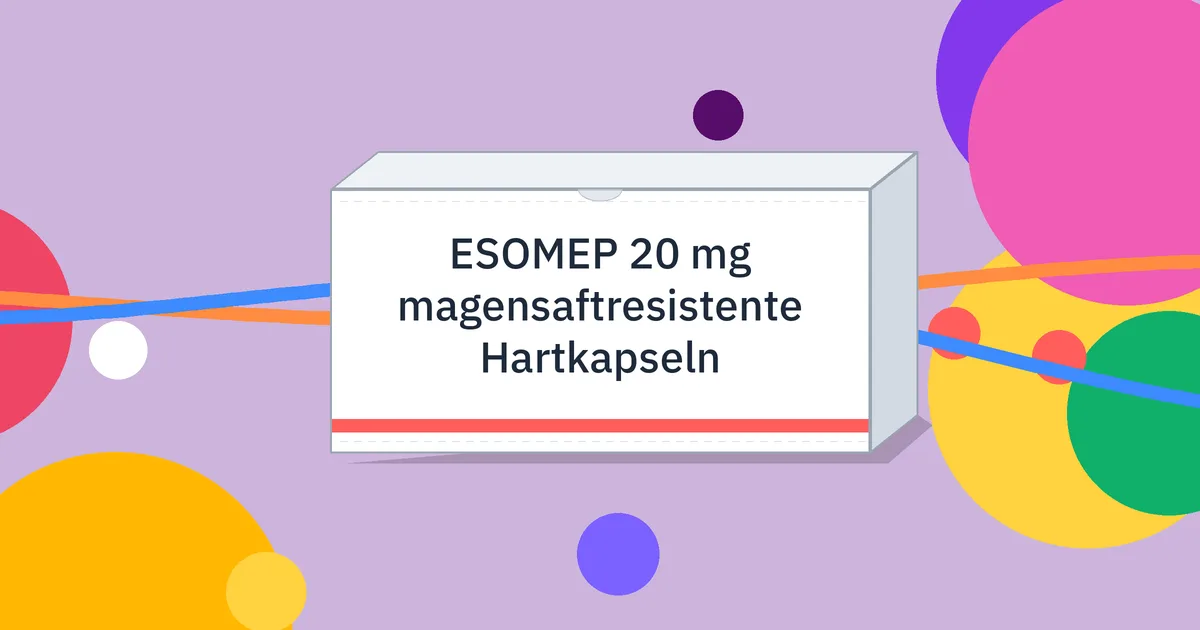 Symbolbild: Packung mit der Aufschrift ESOMEP 20 mg magensaftresistente Hartkapseln (PZN 18449031) – Verfügbarkeit und Bezug in Apotheken in Frankfurt am Main