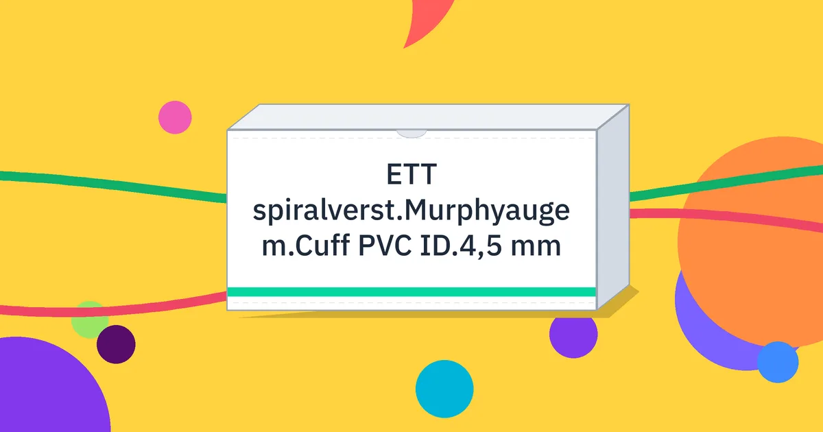 Symbolbild: Packung mit der Aufschrift ETT spiralverst.Murphyauge m.Cuff PVC ID.4,5 mm (PZN 19120681) – Verfügbarkeit und Bezug in Apotheken in Frankfurt am Main