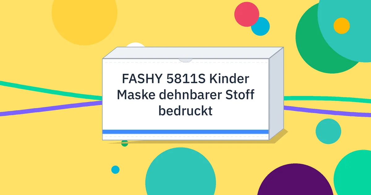 Symbolbild: Packung mit der Aufschrift FASHY 5811S Kinder Maske dehnbarer Stoff bedruckt (PZN 16824766) – Verfügbarkeit und Bezug in Apotheken in Frankfurt am Main