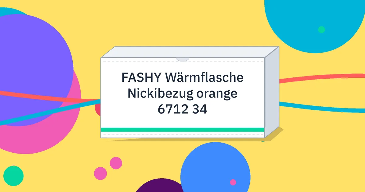 Symbolbild: Packung mit der Aufschrift FASHY Wärmflasche Nickibezug orange 6712 34 (PZN 10380943) – Verfügbarkeit und Bezug in Apotheken in Frankfurt am Main