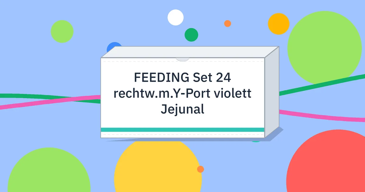 Symbolbild: Packung mit der Aufschrift FEEDING Set 24 rechtw.m.Y-Port violett Jejunal (PZN 14344424) – Verfügbarkeit und Bezug in Apotheken in Frankfurt am Main