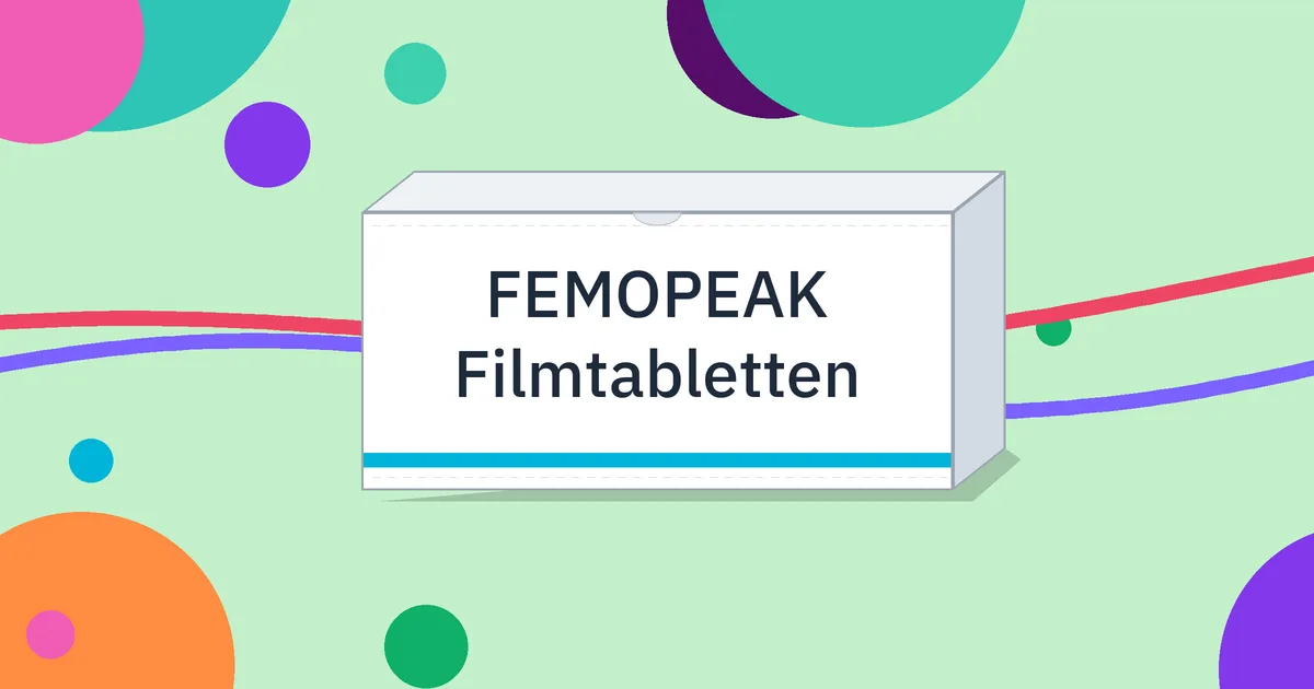 Symbolbild: Packung mit der Aufschrift FEMOPEAK Filmtabletten (PZN 18031484) – Verfügbarkeit und Bezug in Apotheken in Frankfurt am Main