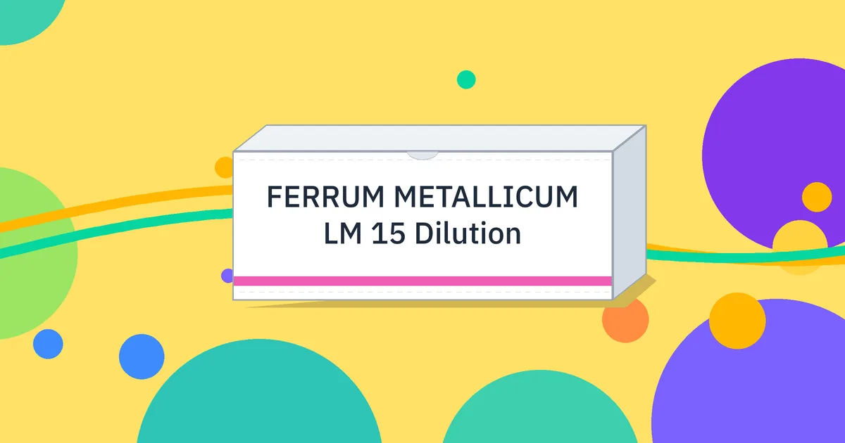 Symbolbild: Packung mit der Aufschrift FERRUM METALLICUM LM 15 Dilution (PZN 12850324) – Verfügbarkeit und Bezug in Apotheken in Frankfurt am Main