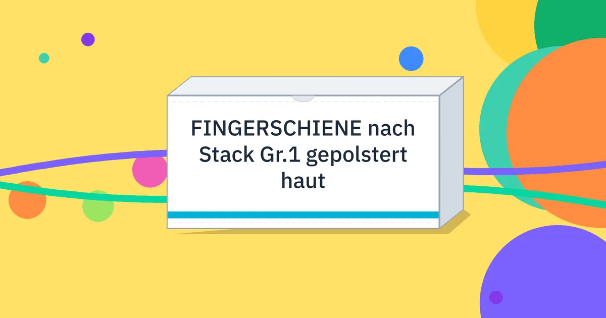Symbolbild: Packung mit der Aufschrift FINGERSCHIENE nach Stack Gr.1 gepolstert haut (PZN 07013081) – Verfügbarkeit und Bezug in Apotheken in Frankfurt am Main