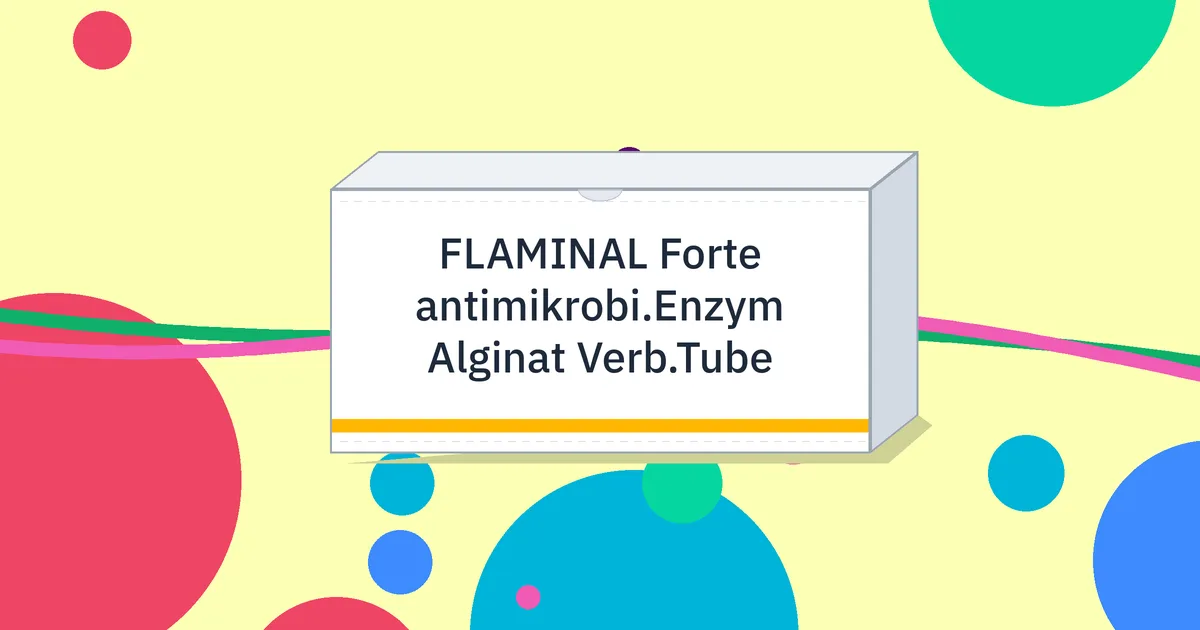 Symbolbild: Packung mit der Aufschrift FLAMINAL Forte antimikrobi.Enzym Alginat Verb.Tube (PZN 19340365) – Verfügbarkeit und Bezug in Apotheken in Frankfurt am Main