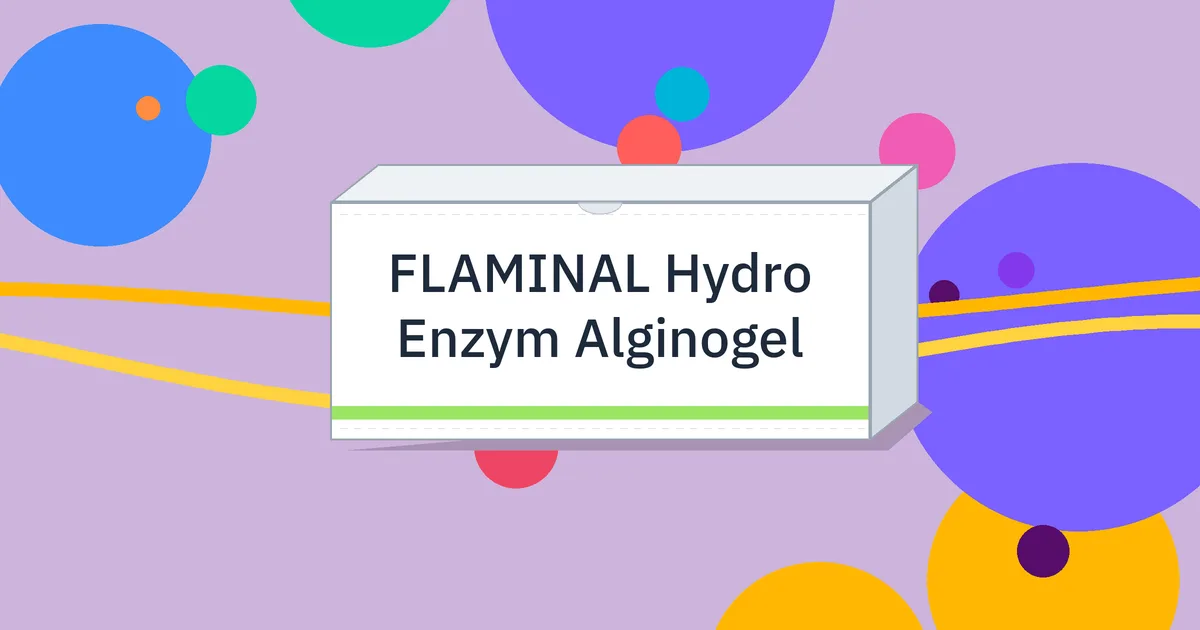 Symbolbild: Packung mit der Aufschrift FLAMINAL Hydro Enzym Alginogel (PZN 08842885) – Verfügbarkeit und Bezug in Apotheken in Frankfurt am Main