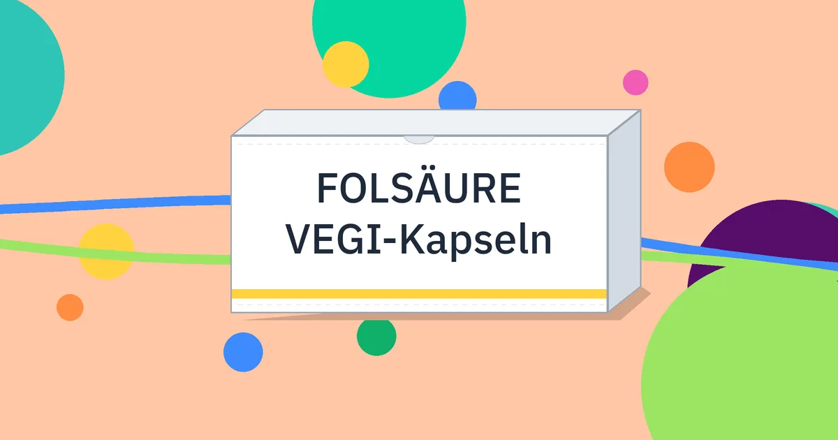 Symbolbild: Packung mit der Aufschrift FOLSÄURE VEGI-Kapseln (PZN 10002951) – Verfügbarkeit und Bezug in Apotheken in Frankfurt am Main
