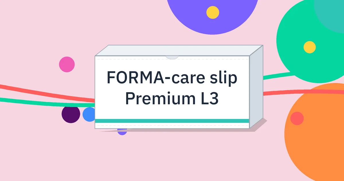 Symbolbild: Packung mit der Aufschrift FORMA-care slip Premium L3 (PZN 06430517) – Verfügbarkeit und Bezug in Apotheken in Frankfurt am Main