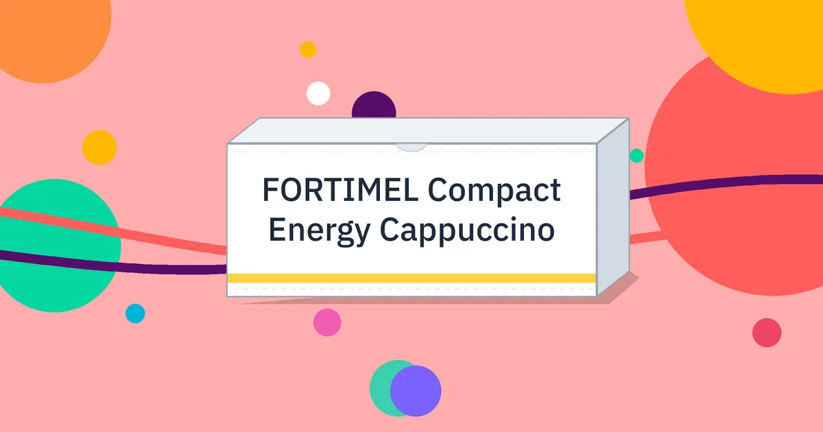 Symbolbild: Packung mit der Aufschrift FORTIMEL Compact Energy Cappuccino (PZN 15817066) – Verfügbarkeit und Bezug in Apotheken in Frankfurt am Main