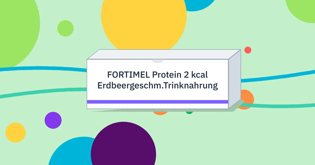 Symbolbild: Packung mit der Aufschrift FORTIMEL Protein 2 kcal Erdbeergeschm.Trinknahrung (PZN 19095693) – Verfügbarkeit und Bezug in Apotheken in Frankfurt am Main