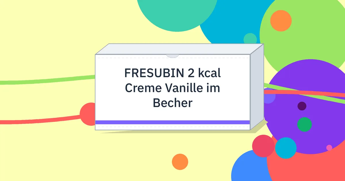 Symbolbild: Packung mit der Aufschrift FRESUBIN 2 kcal Creme Vanille im Becher (PZN 10199014) – Verfügbarkeit und Bezug in Apotheken in Frankfurt am Main