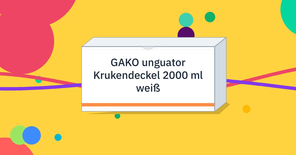 Symbolbild: Packung mit der Aufschrift GAKO unguator Krukendeckel 2000 ml weiß (PZN 13918337) – Verfügbarkeit und Bezug in Apotheken in Frankfurt am Main