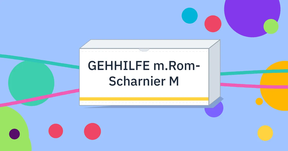 Symbolbild: Packung mit der Aufschrift GEHHILFE m.Rom-Scharnier M (PZN 19072025) – Verfügbarkeit und Bezug in Apotheken in Frankfurt am Main