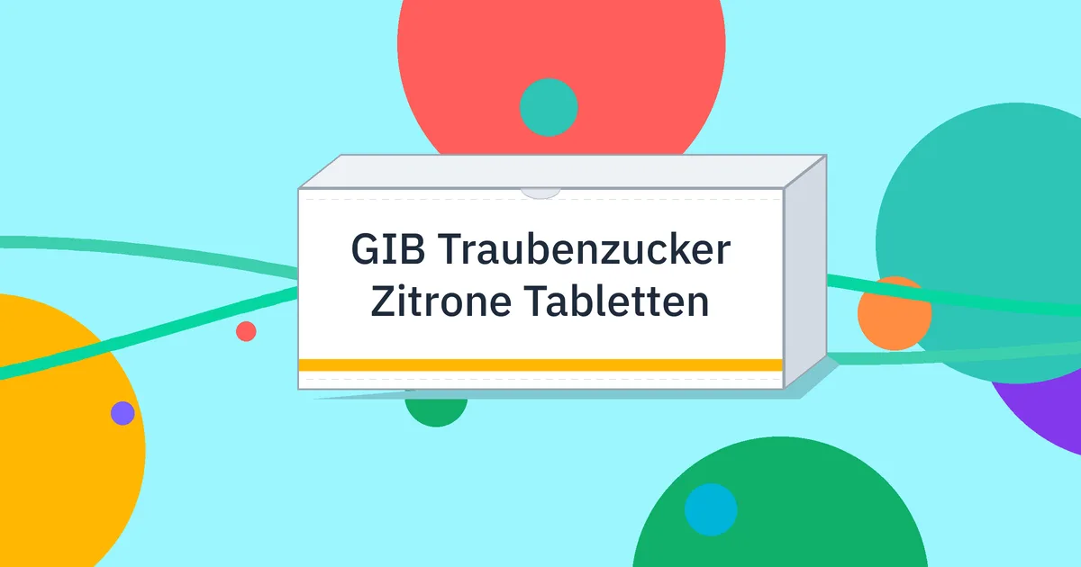 Symbolbild: Packung mit der Aufschrift GIB Traubenzucker Zitrone Tabletten (PZN 18655173) – Verfügbarkeit und Bezug in Apotheken in Frankfurt am Main