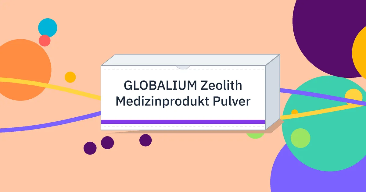 Symbolbild: Packung mit der Aufschrift GLOBALIUM Zeolith Medizinprodukt Pulver (PZN 10013765) – Verfügbarkeit und Bezug in Apotheken in Frankfurt am Main