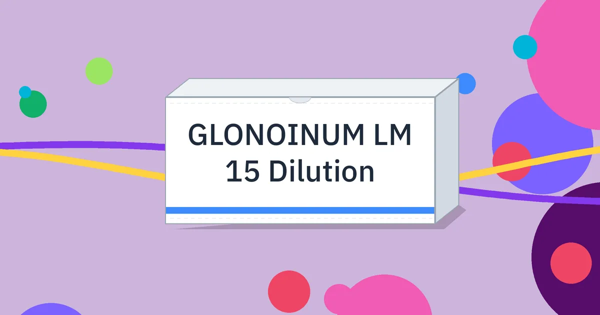 Symbolbild: Packung mit der Aufschrift GLONOINUM LM 15 Dilution (PZN 12879003) – Verfügbarkeit und Bezug in Apotheken in Frankfurt am Main