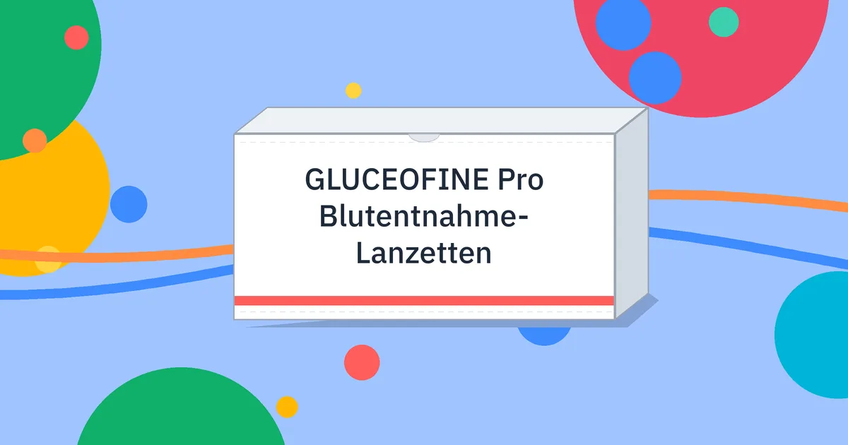 Symbolbild: Packung mit der Aufschrift GLUCEOFINE Pro Blutentnahme-Lanzetten (PZN 19527201) – Verfügbarkeit und Bezug in Apotheken in Frankfurt am Main