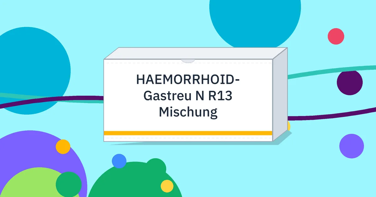 Symbolbild: Packung mit der Aufschrift HAEMORRHOID-Gastreu N R13 Mischung (PZN 04875238) – Verfügbarkeit und Bezug in Apotheken in Frankfurt am Main