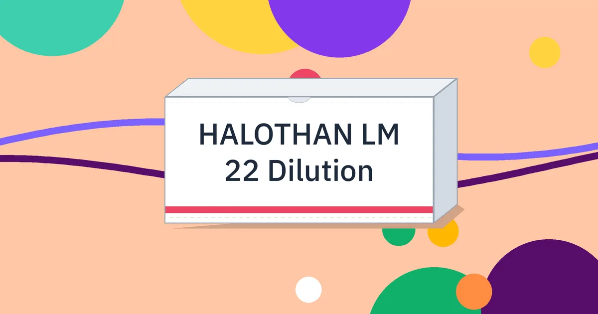 Symbolbild: Packung mit der Aufschrift HALOTHAN LM 22 Dilution (PZN 12884116) – Verfügbarkeit und Bezug in Apotheken in Frankfurt am Main