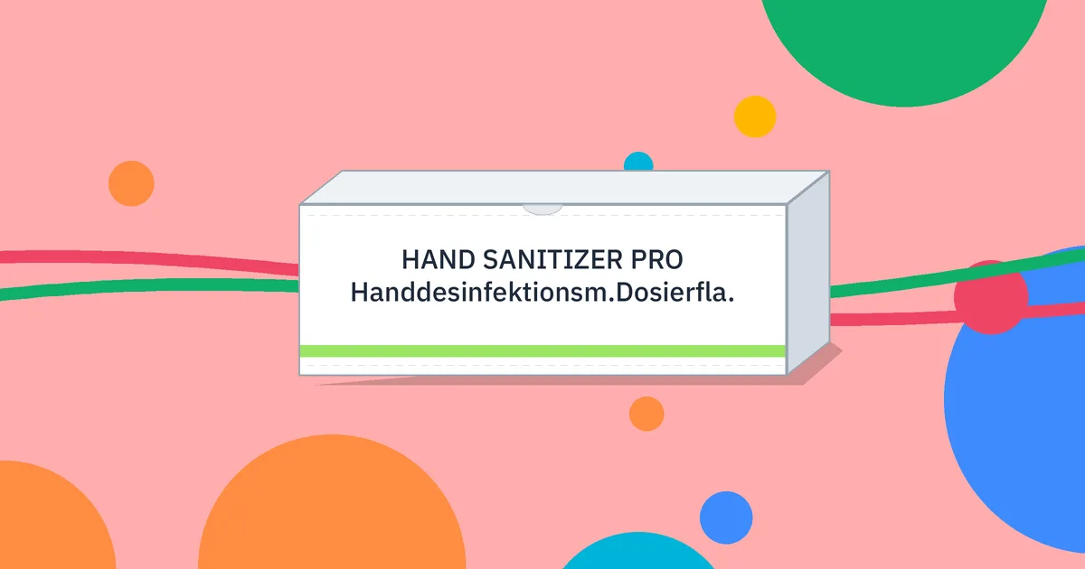 Symbolbild: Packung mit der Aufschrift HAND SANITIZER PRO Handdesinfektionsm.Dosierfla. (PZN 16740667) – Verfügbarkeit und Bezug in Apotheken in Frankfurt am Main