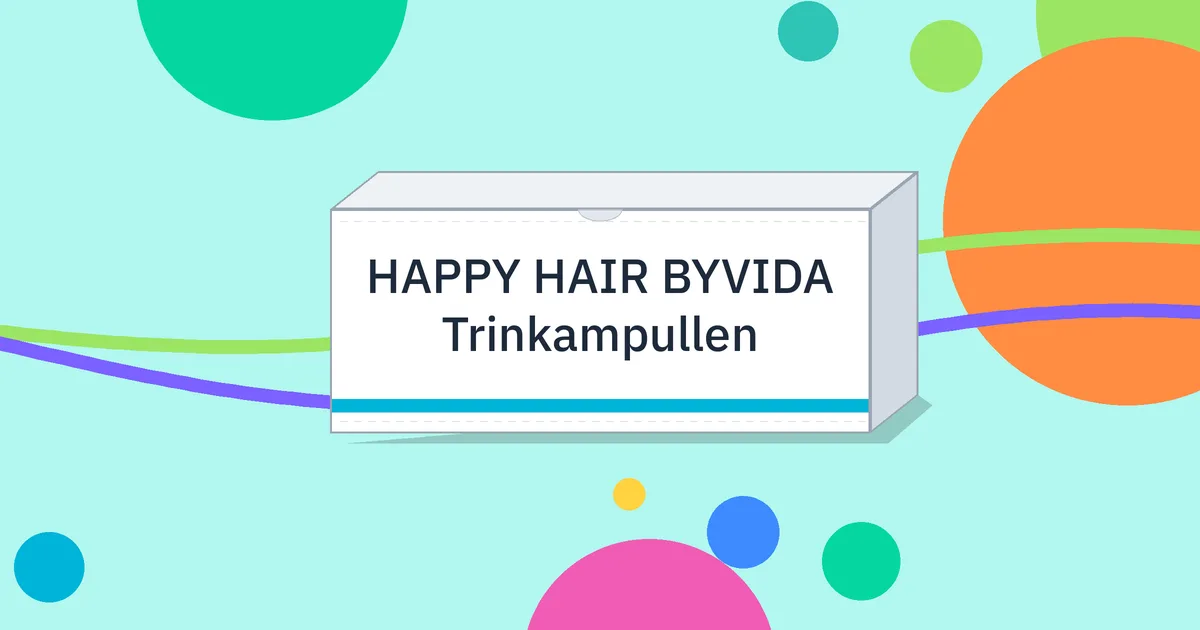 Symbolbild: Packung mit der Aufschrift HAPPY HAIR BYVIDA Trinkampullen (PZN 19798420) – Verfügbarkeit und Bezug in Apotheken in Frankfurt am Main