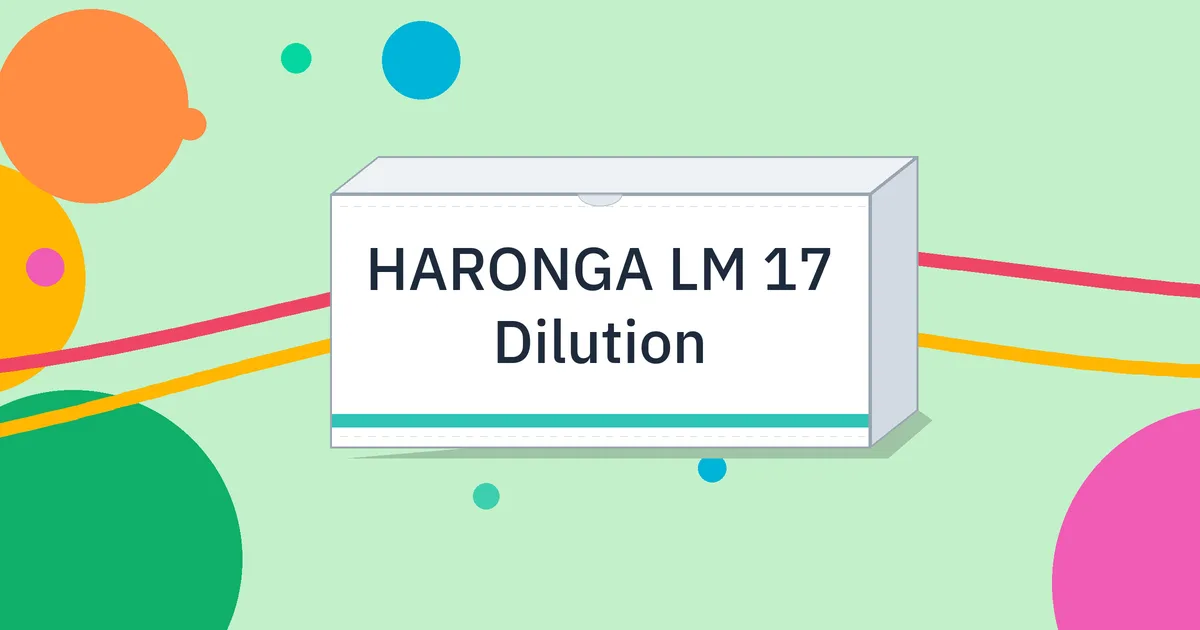 Symbolbild: Packung mit der Aufschrift HARONGA LM 17 Dilution (PZN 13550297) – Verfügbarkeit und Bezug in Apotheken in Frankfurt am Main