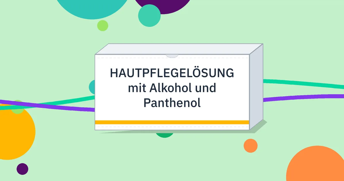 Symbolbild: Packung mit der Aufschrift HAUTPFLEGELÖSUNG mit Alkohol und Panthenol (PZN 16653460) – Verfügbarkeit und Bezug in Apotheken in Frankfurt am Main