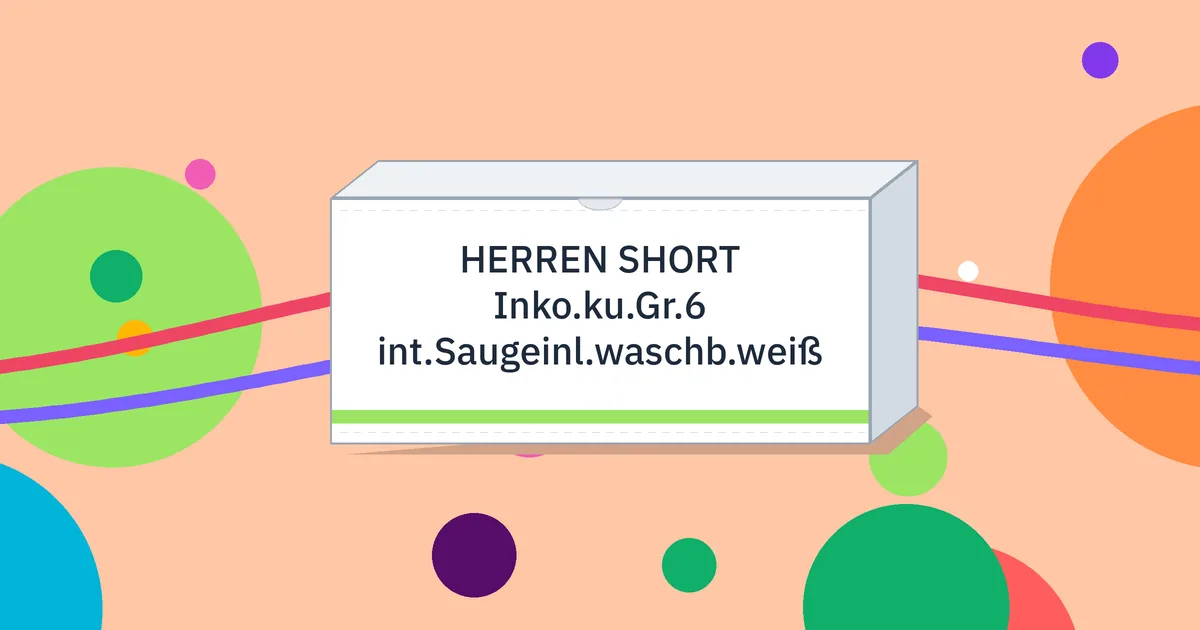 Symbolbild: Packung mit der Aufschrift HERREN SHORT Inko.ku.Gr.6 int.Saugeinl.waschb.weiß (PZN 17313789) – Verfügbarkeit und Bezug in Apotheken in Frankfurt am Main