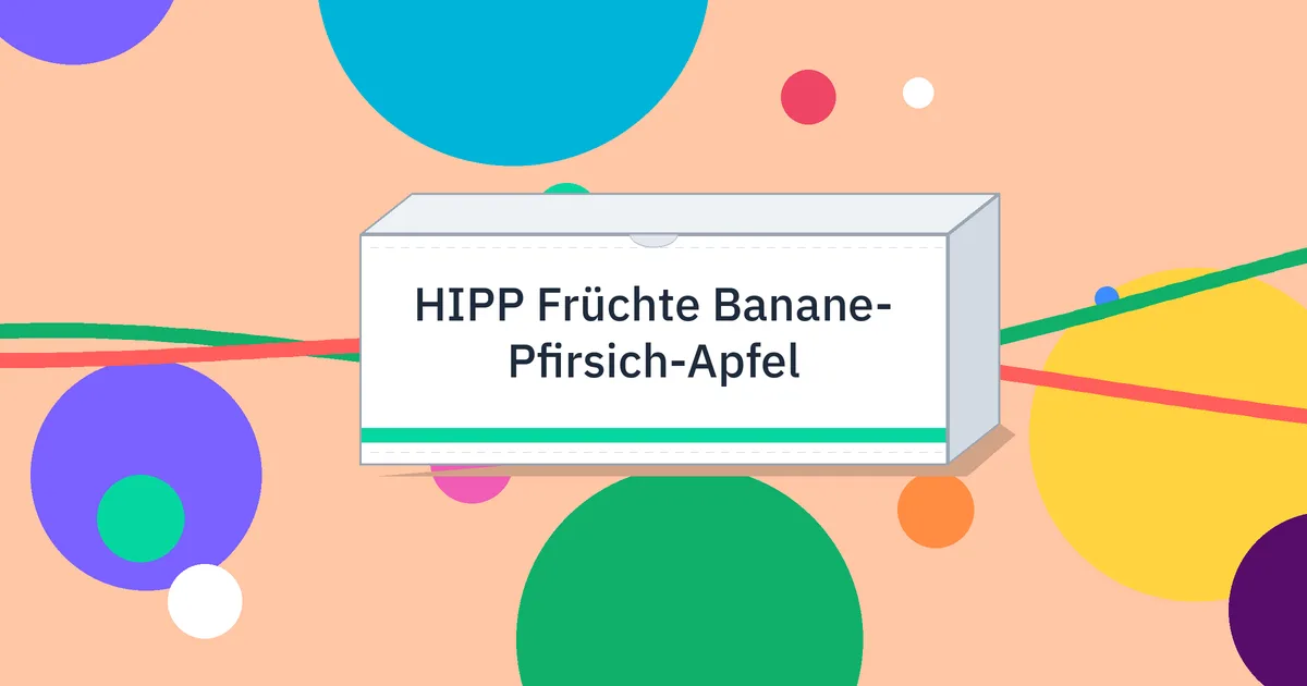 Symbolbild: Packung mit der Aufschrift HIPP Früchte Banane-Pfirsich-Apfel (PZN 03053698) – Verfügbarkeit und Bezug in Apotheken in Frankfurt am Main