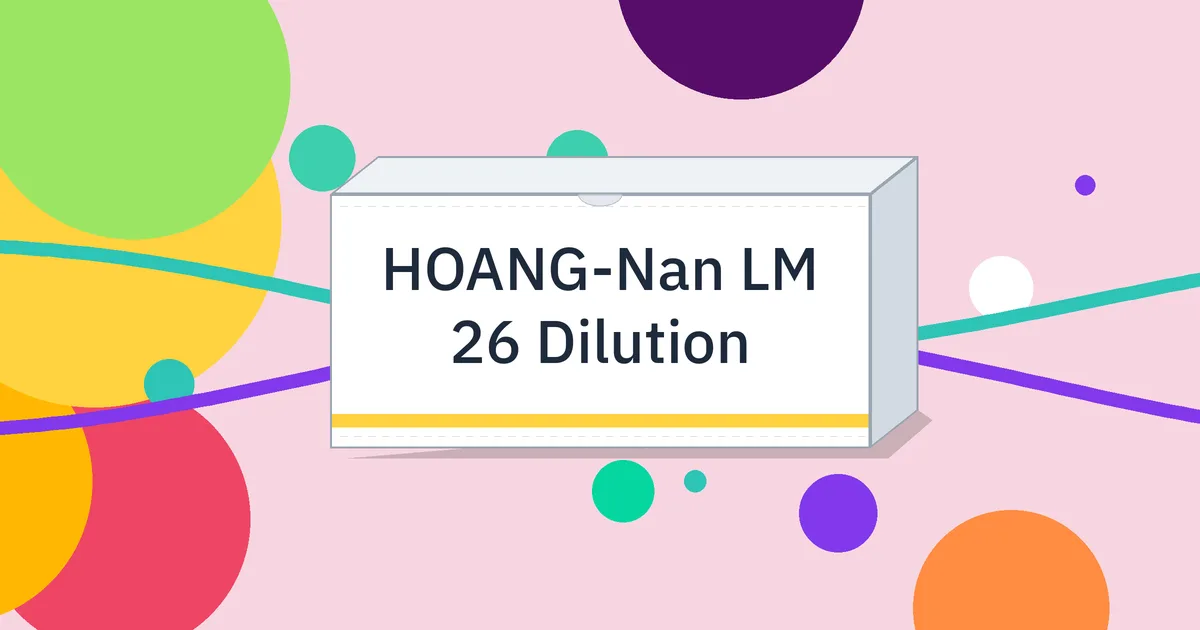 Symbolbild: Packung mit der Aufschrift HOANG-Nan LM 26 Dilution (PZN 12889438) – Verfügbarkeit und Bezug in Apotheken in Frankfurt am Main