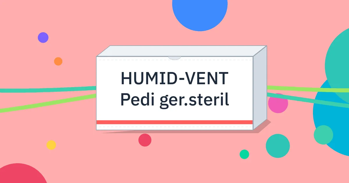 Symbolbild: Packung mit der Aufschrift HUMID-VENT Pedi ger.steril (PZN 05851033) – Verfügbarkeit und Bezug in Apotheken in Frankfurt am Main