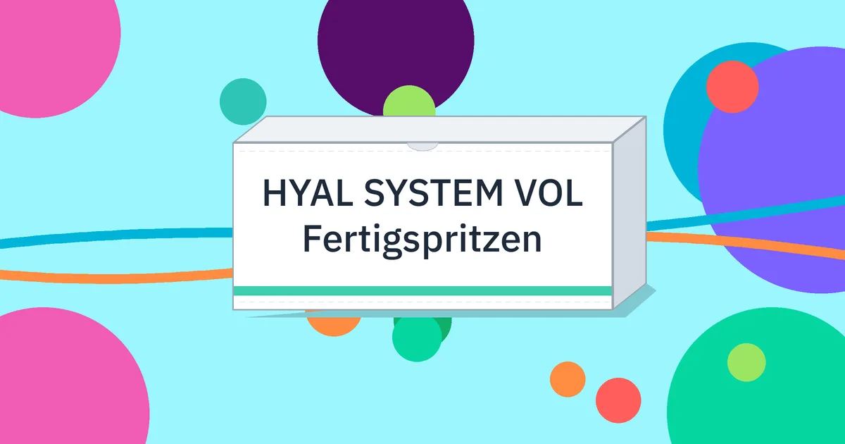 Symbolbild: Packung mit der Aufschrift HYAL SYSTEM VOL Fertigspritzen (PZN 19306807) – Verfügbarkeit und Bezug in Apotheken in Frankfurt am Main