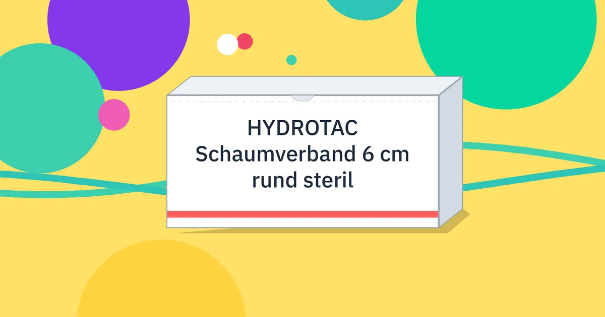 Symbolbild: Packung mit der Aufschrift HYDROTAC Schaumverband 6 cm rund steril (PZN 20691466) – Verfügbarkeit und Bezug in Apotheken in Frankfurt am Main
